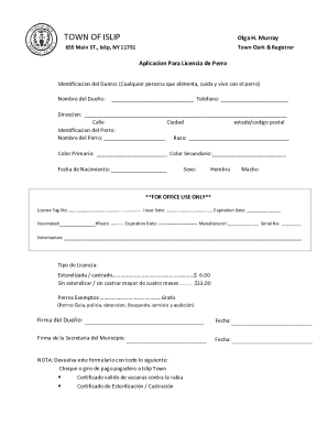 Fillable Online Town Clerk - Town of Islip - County Government - 655 ...