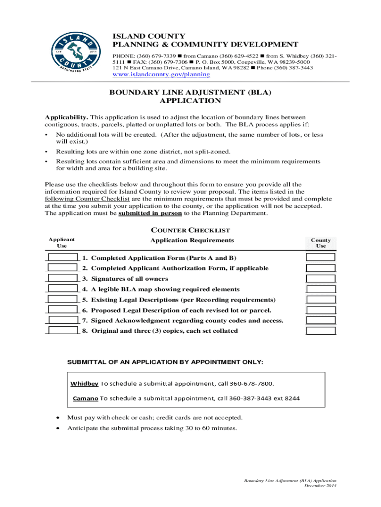 Fillable Online BLA - Boundary Line Adjustment Fillable Fax Email Print - pdfFiller