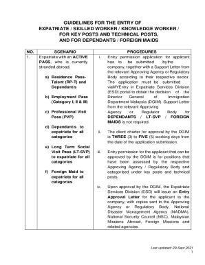 Fillable Online Guidelines for the Entry of Expatriate/Skilled Worker ...