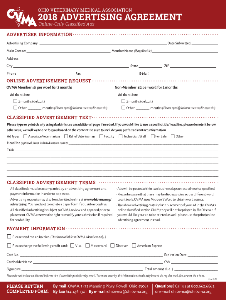 Fillable Online Ohio Veterinary Medical Association: We are one ...
