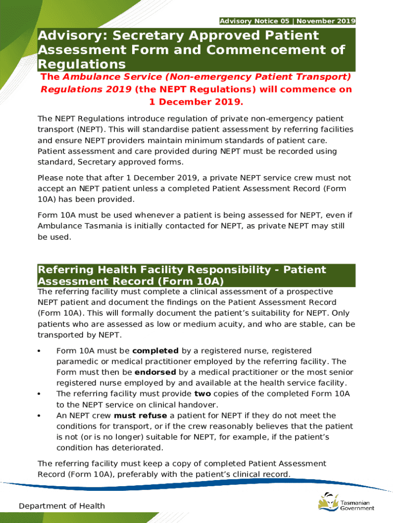 Advisory 05 NEPT Nov 2019 Patient Assessment . NEPT Doc Template ...