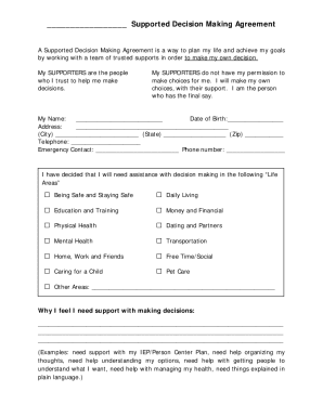 Fillable Online icdd idaho Supported Decision Making Agreement Fax Email Print - pdfFiller