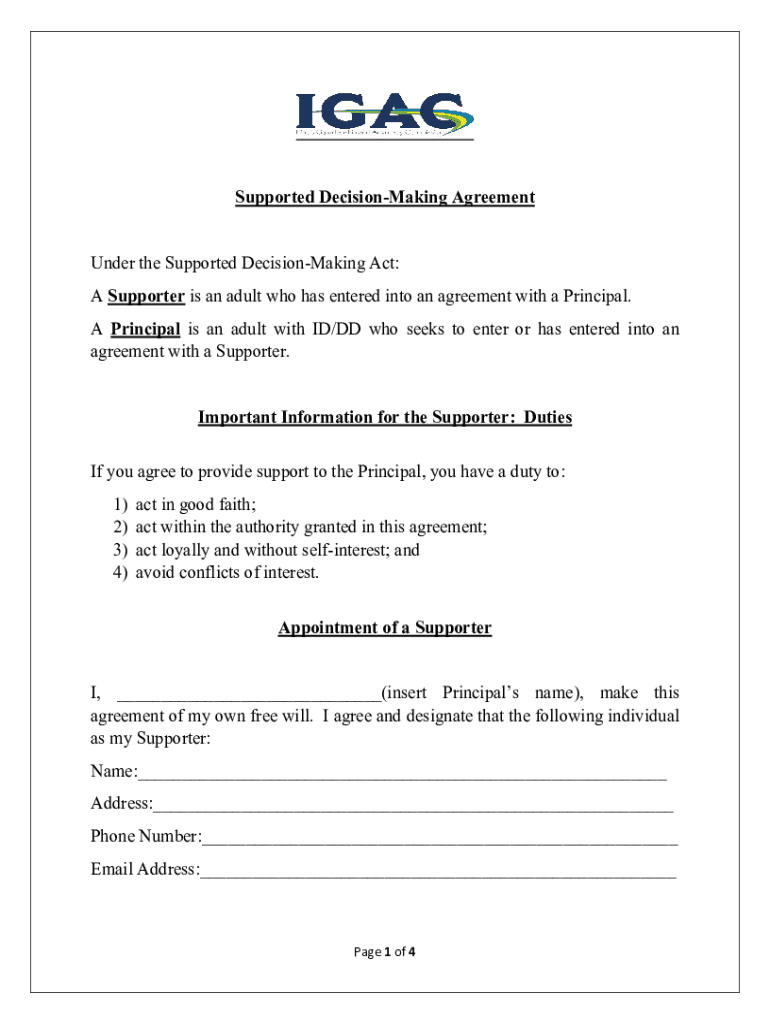 Fillable Online www2 illinois Supported Decision-Making Agreement Under ...