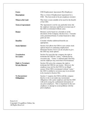 Fillable Online CEO Employment Agreement Sample ClausesLaw Insider Fax ...
