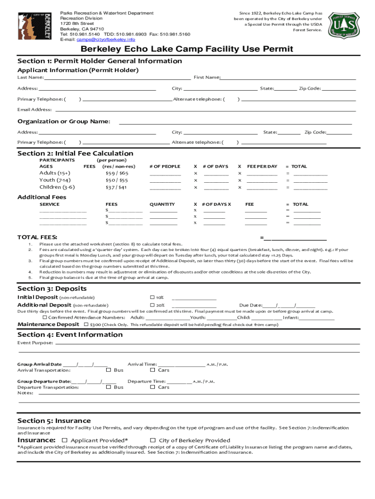 Fillable Online www.cityofberkeley.infouploadedFilesParksRecBERKELEY ...