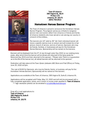 Fillable Online Hometown Heroes Banner Program - Urbanna Fax Email ...
