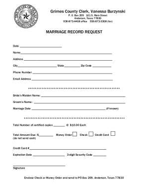 Fillable Online Marriage License Request Fax Email Print - pdfFiller