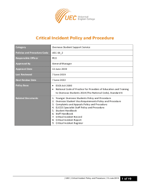 Fillable Online Sample Emergency and Critical Incident Policy and ...