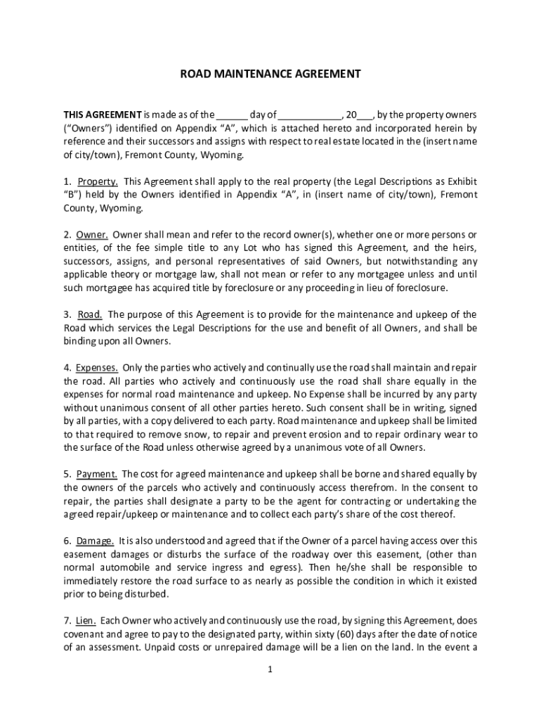 Fillable Online Private Road Maintenance Agreement Explained for ...