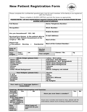 THE SIMPSON CENTRE New Patient Registration Doc Template | pdfFiller