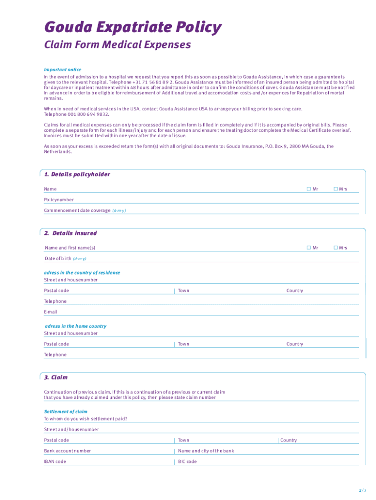 Fillable Online www.gouda.dkenfile-claimFile an insurance claim ...