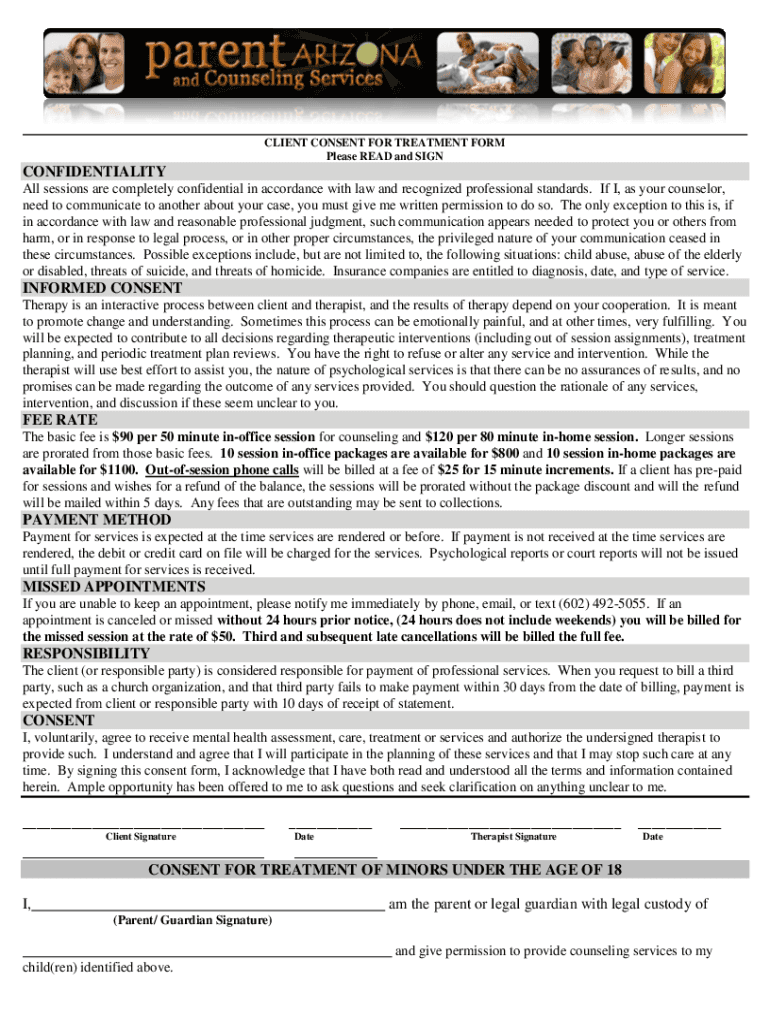 Fillable Online Confidentiality and Consent Form - Counselling ...