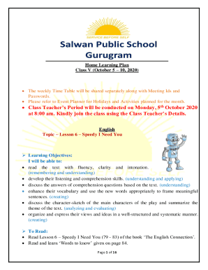 Fillable Online Weekly Home Learning Plan (EDITABLE Template) FreeGRADE ...