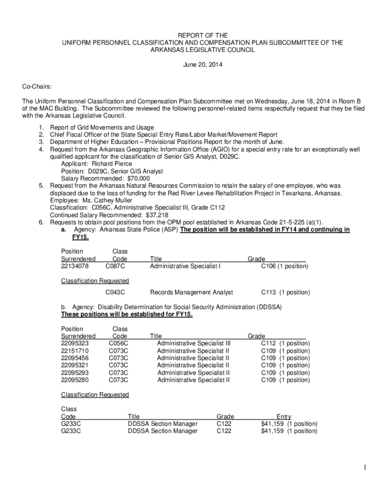 Fillable Online www.arkleg.state.ar.usCommitteesDocumentREPORT OF THE ...