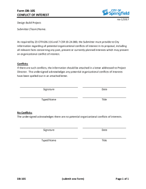 Fillable Online Form DB-105 CONFLICT OF INTEREST Fax Email Print ...