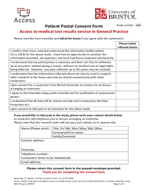Fillable Online Information and consent for anaesthesia: a postal ...