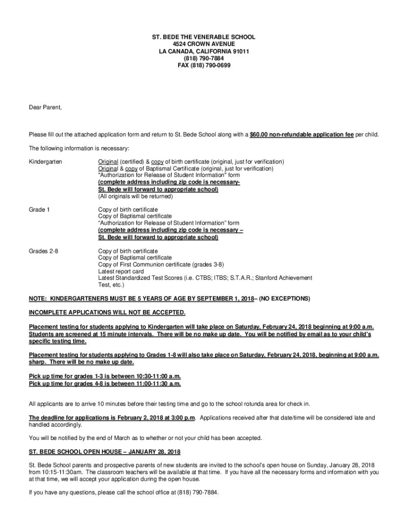 Fillable Online www.trulia.comschoolsCA-lacaadaflintridge-stSt. Bede The Venerable Elementary ...