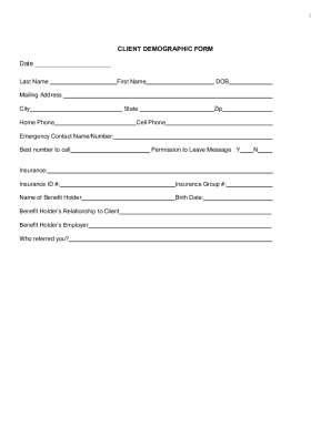 Fillable Online CLIENT DEMOGRAPHIC FORM Date - HOME - Mason Family ...