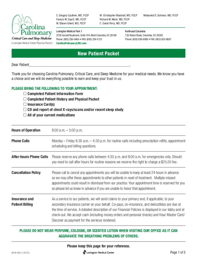 Fillable Online Appointments and Hours of Operation for C. Gregory ...