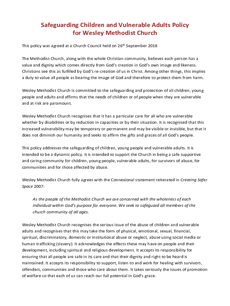 Fillable Online Safeguarding Children and Vulnerable Adults Policy for ...