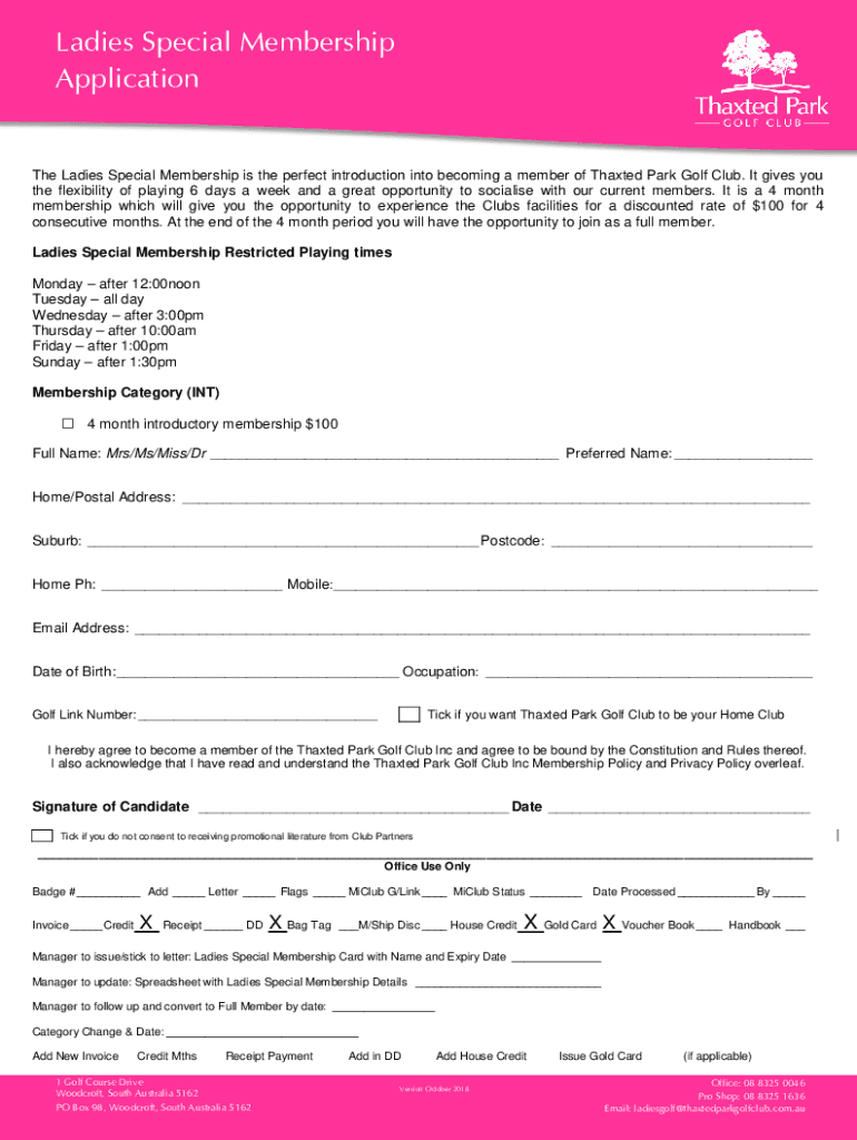 Fillable Online 15+ Sample Membership Application Letters - PDF, Word ...