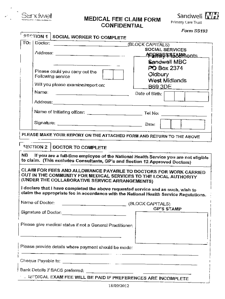 Fillable Online Fees Expenses Claim Form Form Srups2: Fillable ...