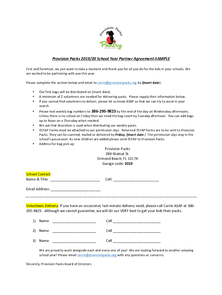 Fillable Online 2019 School enrollment agreement-SAMPLE Fax Email Print - pdfFiller
