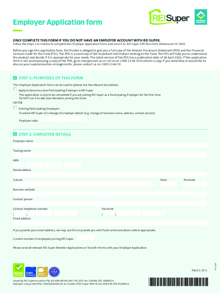 Fillable Online Employer Application Form: Easy to Fill and ...