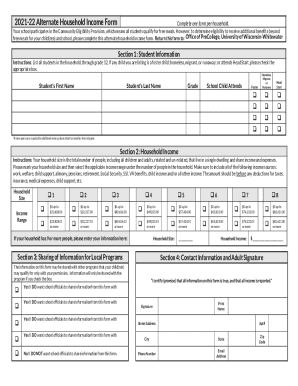 Fillable Online dpi.wi.govalternate-household-income-form2018-2019 ...