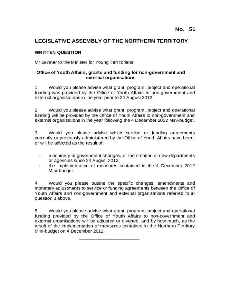 No. 51 LEGISLATIVE ASSEMBLY OF THE NORTHERN TERRITORY - parliament nt ...