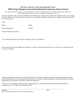 Fillable Online 2020 clergy delegate interest form Fax Email Print ...