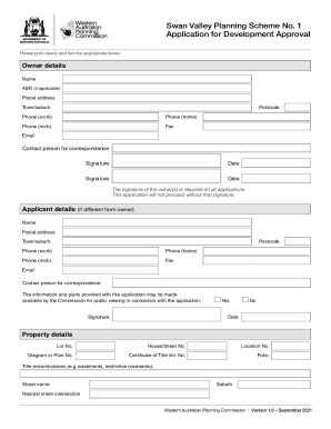 Fillable Online www.swan.wa.gov.auApplication-forms-feesApplication ...