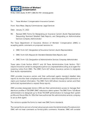 Fillable Online Revised DWC Forms for Designating an Insurance Carrier ...