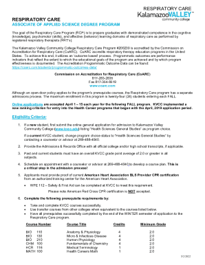 Fillable Online Respiratory Care Program at Lincoln Land Community ...