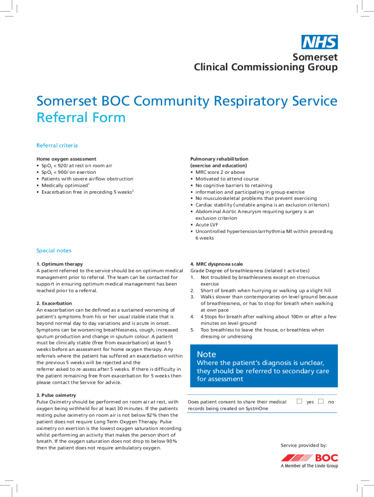 Fillable Online www.bocclinicalservices.co.ukenimagesSomerset BOC ...