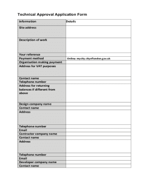 Fillable Online Technical approval application form. Technical approval ...