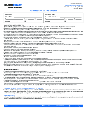 Fillable Online ADMISSION AGREEMENT ACCEPTANCE Sample ClausesLaw ...