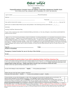 Fillable Online 50 Printable Parental Consent Form ...