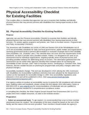 D2. Tools to Increase Access. Physical Accessibility Checklist for ...
