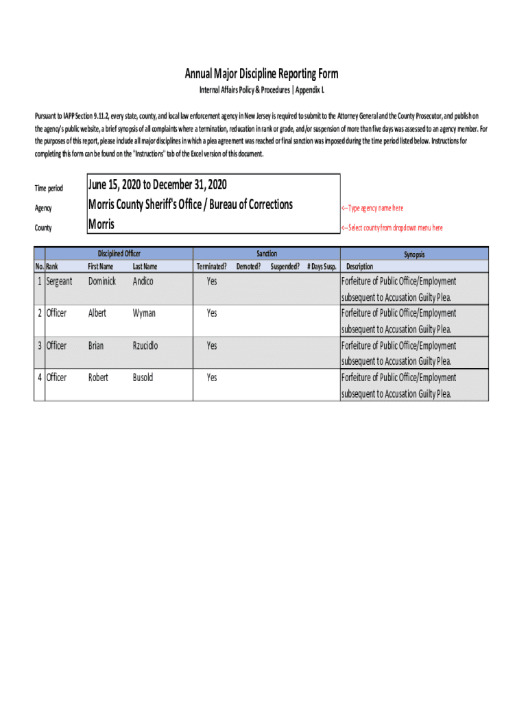 Fillable Online 2020 Bureau of Corrections Annual Major Discipline Reporting Form Fax Email ...