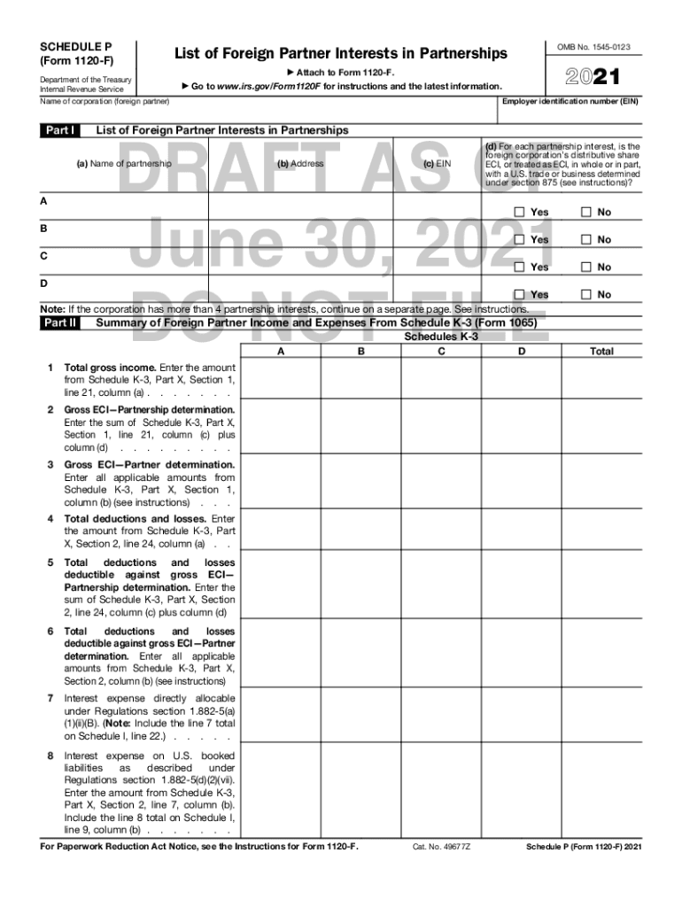 Fillable Online 2021 Schedule P (Form 1120-F) Fax Email Print - pdfFiller