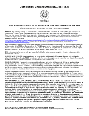Fillable Online TCEQ -First Notice for Initial Permit - Spanish ...
