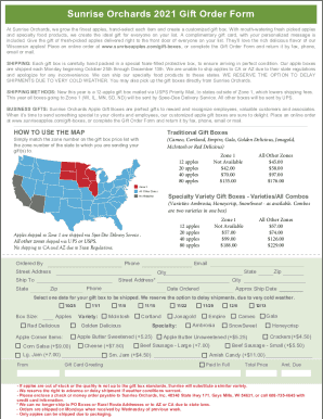 Fillable Online Sunrise Orchards 2021 Gift Box Order Form Fax Email ...