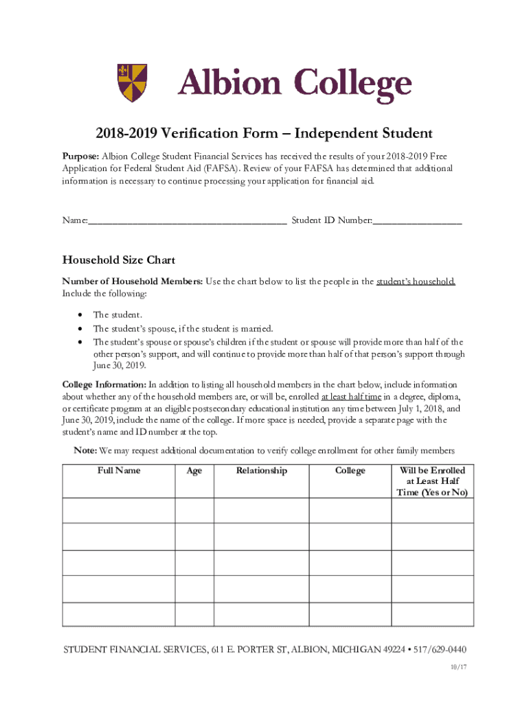 Fillable Online web.albion.eduimagessites2021-2022 Verification Form ...