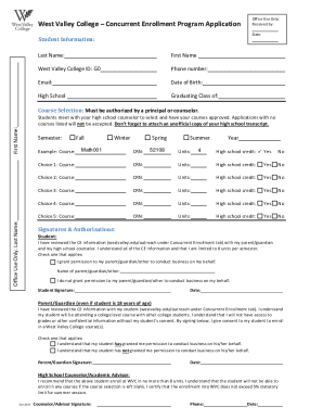 Fillable Online Concurrent Enrollment Application Packet. Concurrent Enrollment Application ...