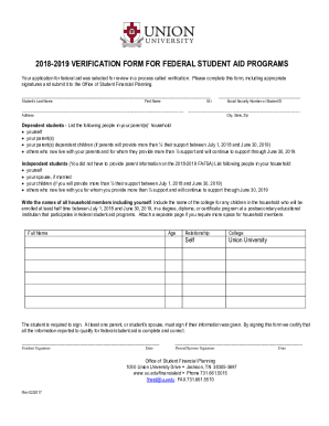 Fillable Online fill.io2018-2019-Verification-Worksheet-FederalFillable 2018-2019 Verification ...