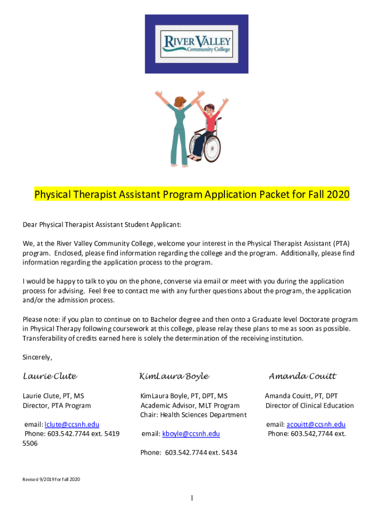 Fillable Online www.gulfcoast.eduptaapplicationpacketThe Physical Therapist Assistant Program at ...