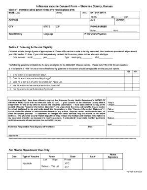Fillable Online eforms.com consent flu-shot-influenzaFree Flu Shot ...