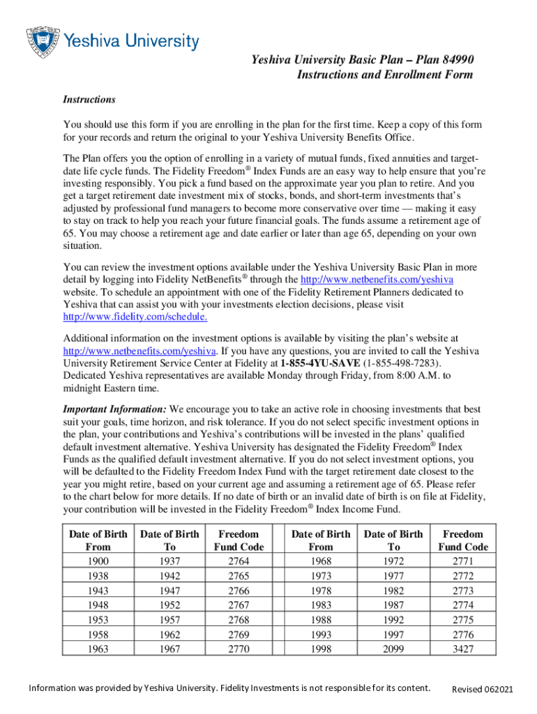 Fillable Online nb.fidelity.compublicnbPlan Details - Yeshiva ...