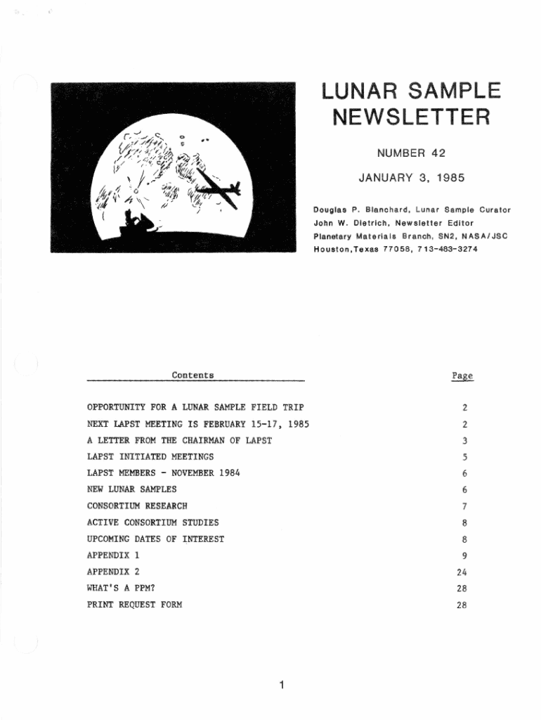 Fillable Online curator.jsc.nasa.govlunarlnewsLUNAR SAMPLE NEWSLETTER ...